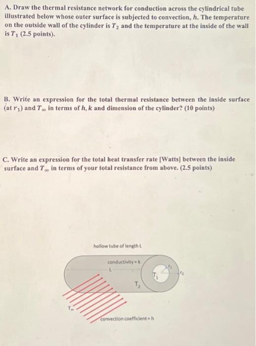Solved A. Draw the thermal resistance network for conduction | Chegg.com