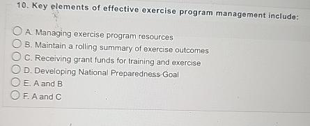 Solved Key elements of effective exercise program management | Chegg.com