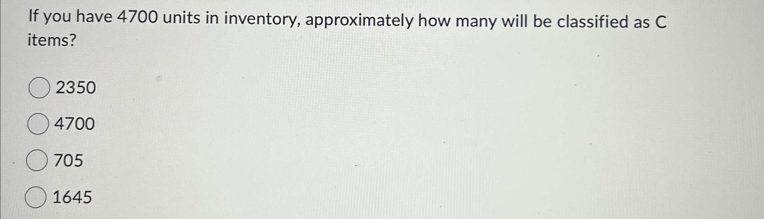 Solved If you have 4700 ﻿units in inventory, approximately | Chegg.com