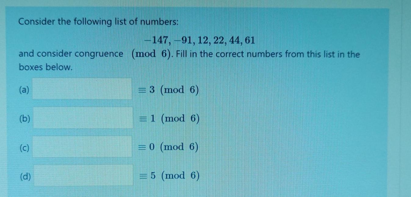 Solved Consider the following list of numbers: -147, -91, | Chegg.com