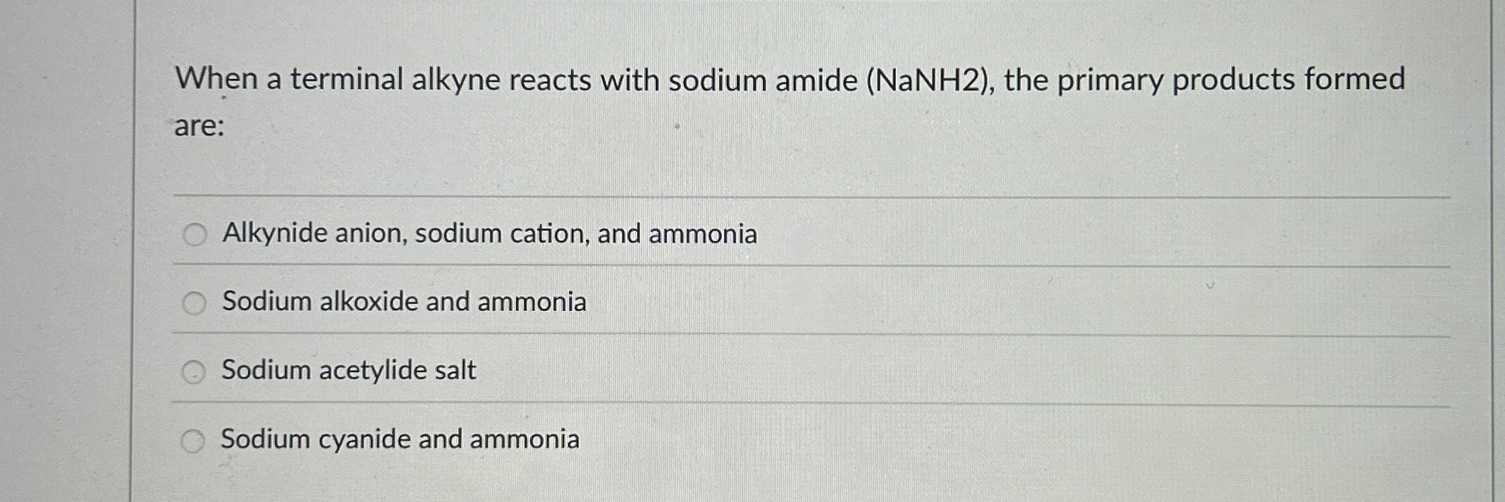 Solved When a terminal alkyne reacts with sodium amide ( | Chegg.com