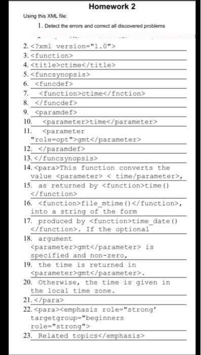 Solved Homework 2 Using This Xml File 1 Detect The Errors