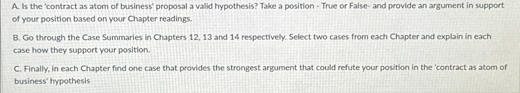 Solved A. ﻿Is the 'contract as atom of business' proposal a | Chegg.com