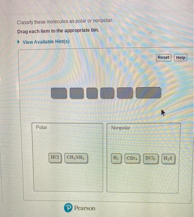 Solved Classify these molecules as polar or nonpolar. Drag | Chegg.com
