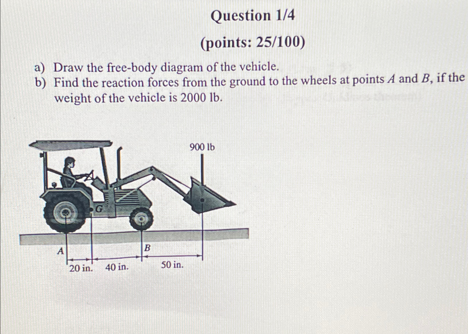 Solved Question 1/4(points: 25/100)a) ﻿Draw the free-body | Chegg.com