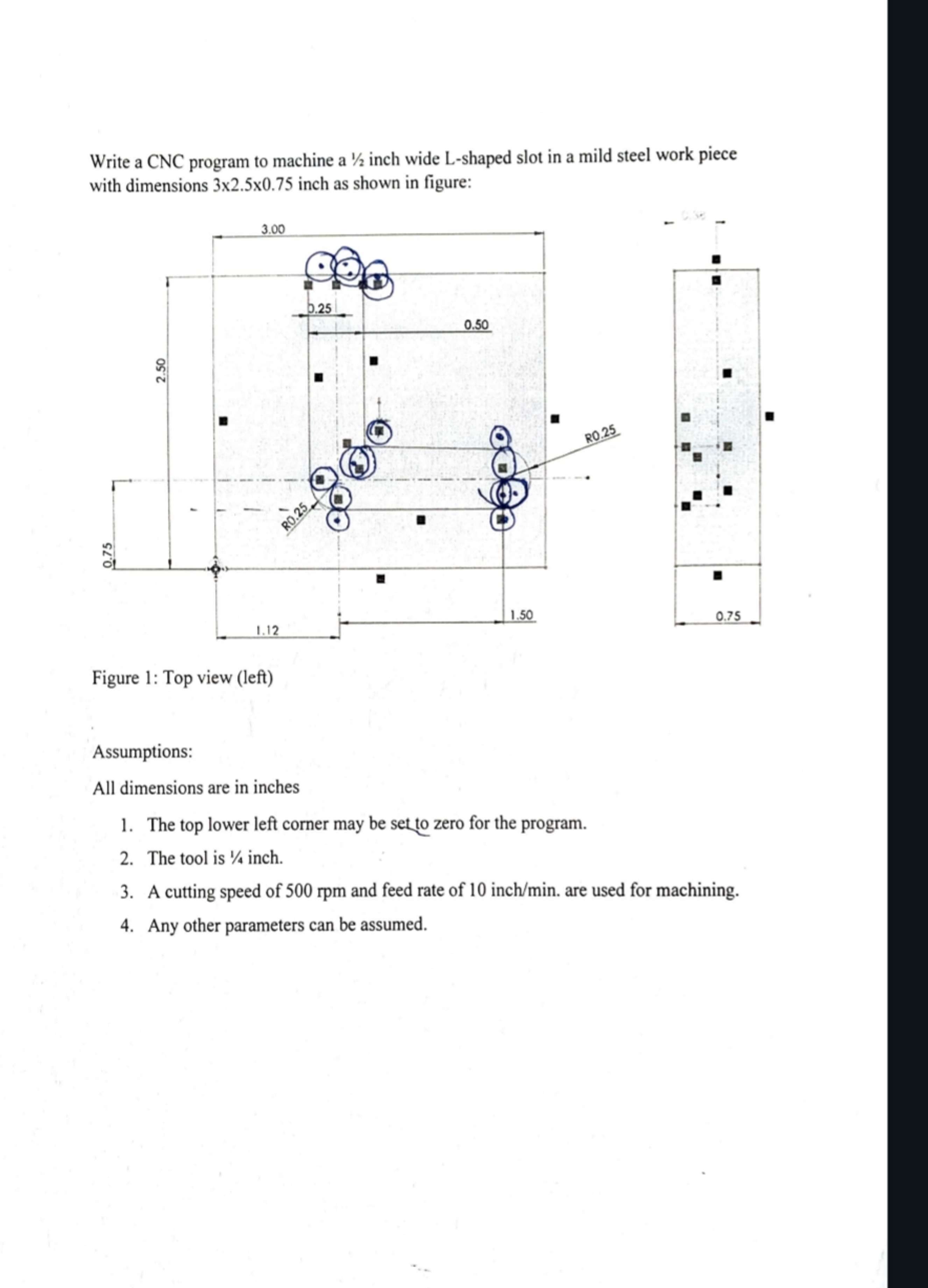 Solved Write a CNC program to machine a 12 ﻿inch wide | Chegg.com