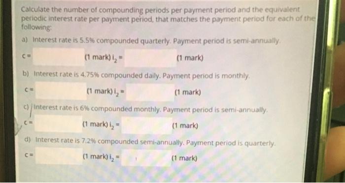 Solved Calculate the number of compounding periods per | Chegg.com