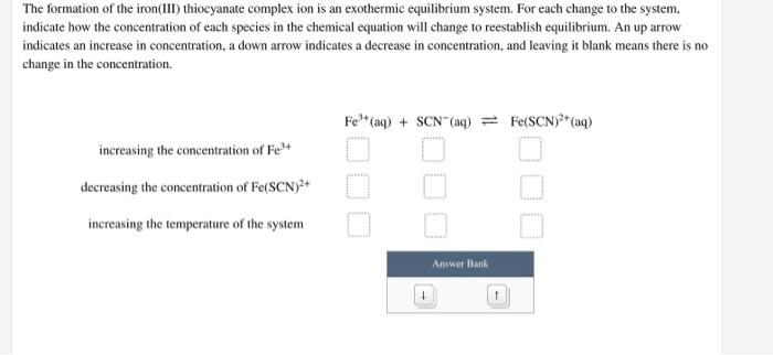 Solved The formation of the iron(III) thiocyanate complex | Chegg.com