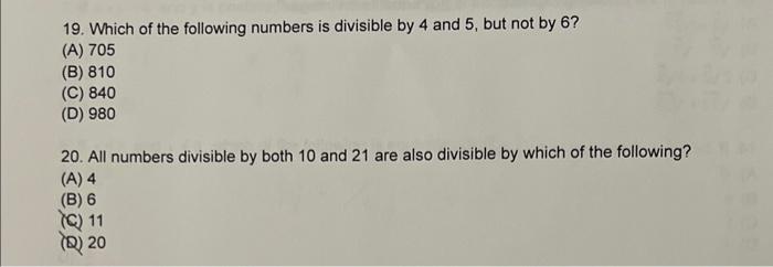 Solved 19. Which of the following numbers is divisible by 4 | Chegg.com