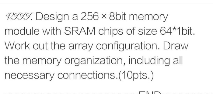 Solved VIII. Design a 256 x 8bit memory module with SRAM | Chegg.com