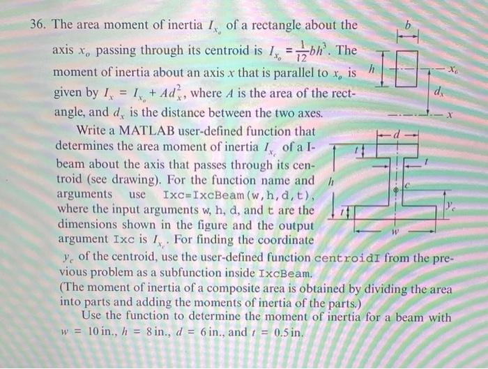 Solved de 36. The area moment of inertia I, of a rectangle | Chegg.com