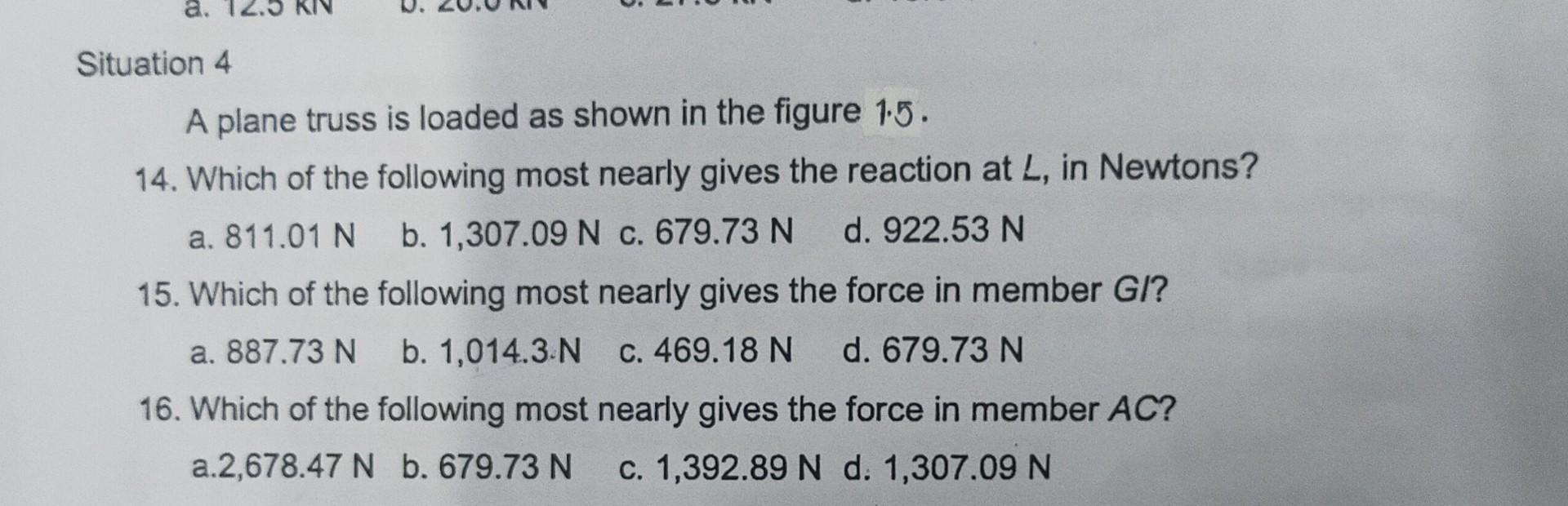 Solved Situation 4 A plane truss is loaded as shown in the | Chegg.com