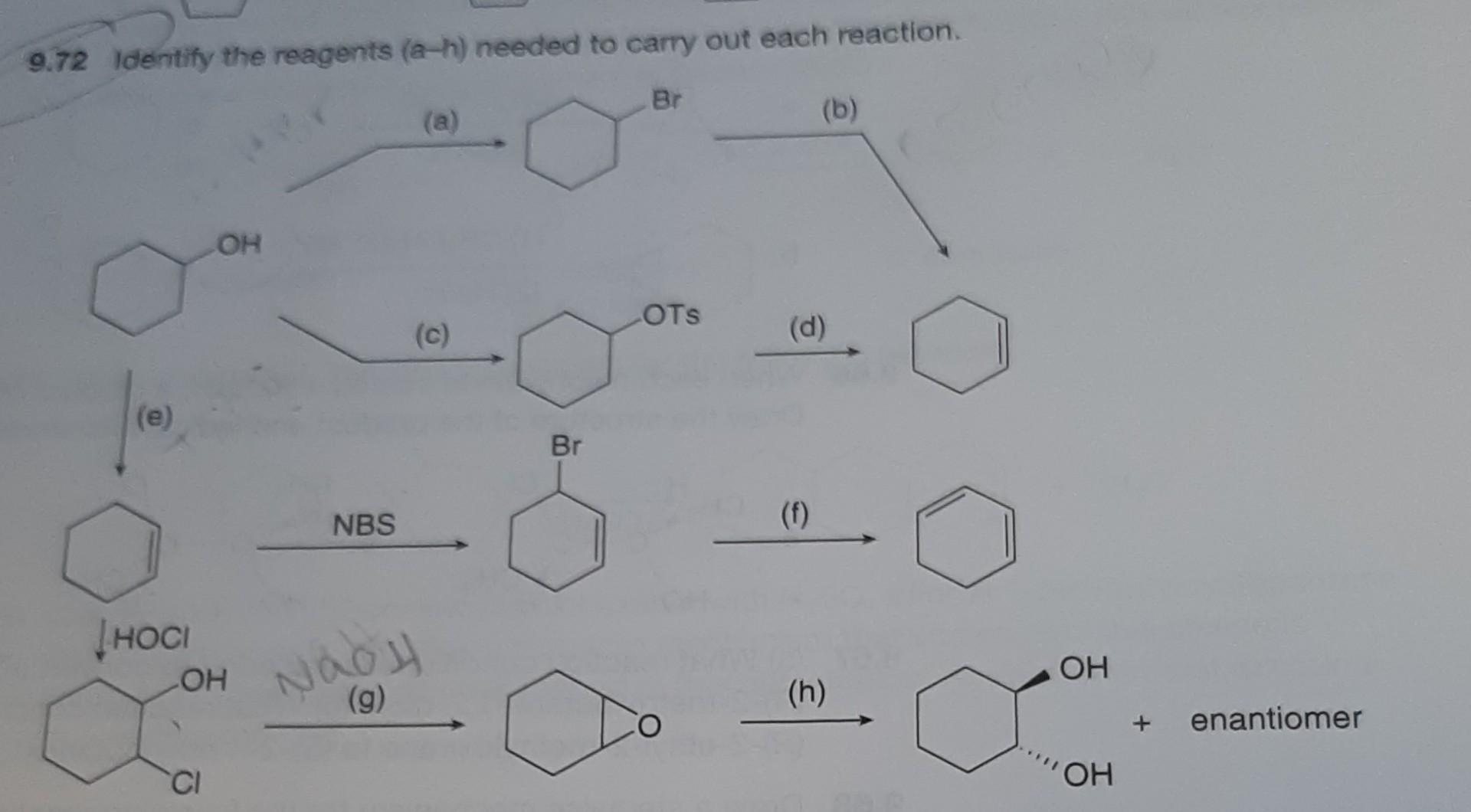 Solved 9.72 Identify the reagents (a−h) needed to carry out | Chegg.com