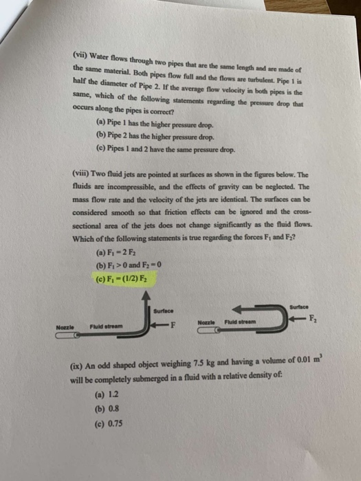 Solved (Vu) Water flows through two pipes that are the same | Chegg.com
