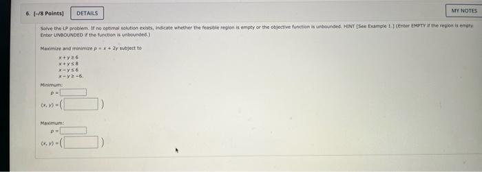 Solved 6. [-/8 Points) DETAILS MY NOTES Solve the problem. | Chegg.com