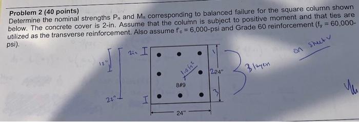 Solved Problem 2 (40 points) Determine the nominal strengths | Chegg.com