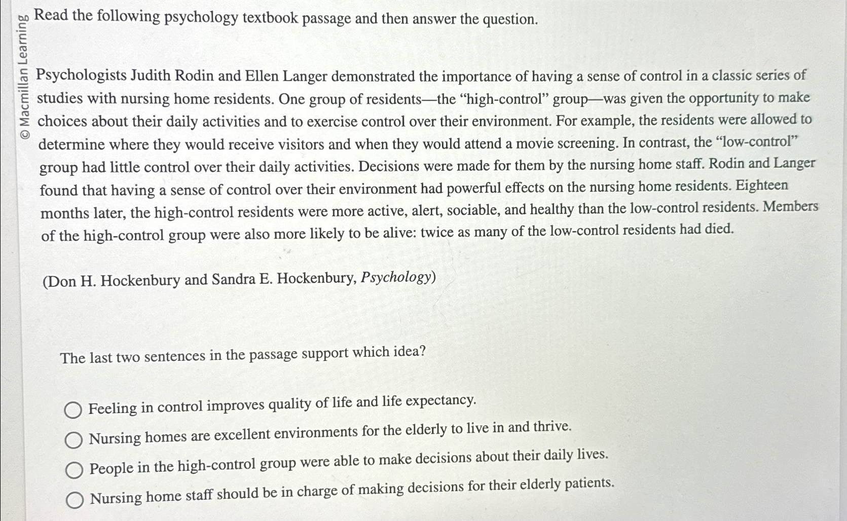 Solved Read the following psychology textbook passage and | Chegg.com
