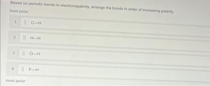 Solved Based on periodic trends in electronegativity, | Chegg.com