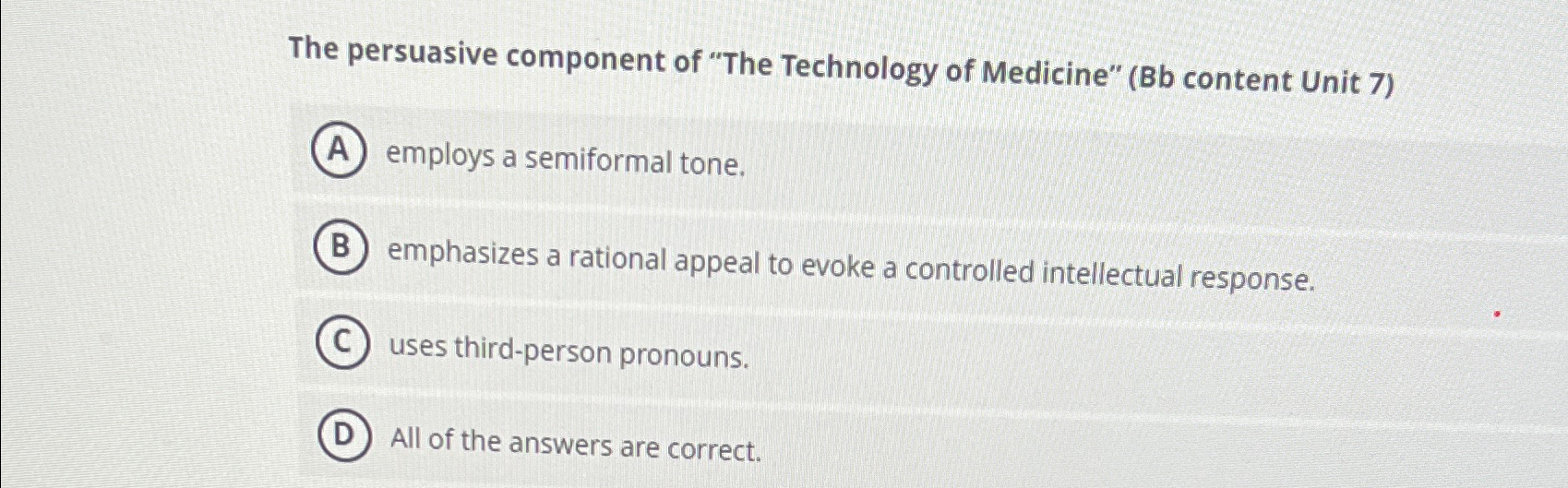 Solved The persuasive component of "The Technology of | Chegg.com