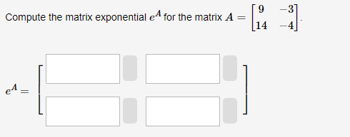 Solved Compute the matrix exponential eA ﻿for the matrix | Chegg.com