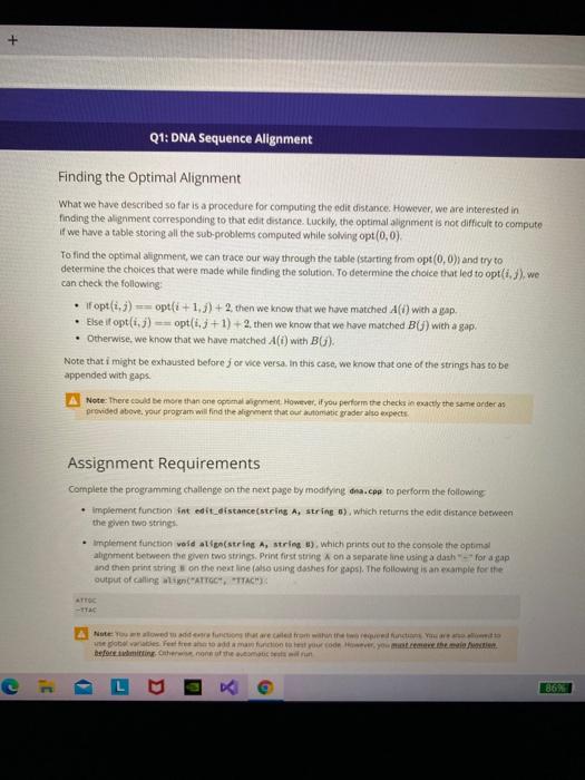 Solved Q1: DNA Sequence Alignment Overview Biologists assume | Chegg.com