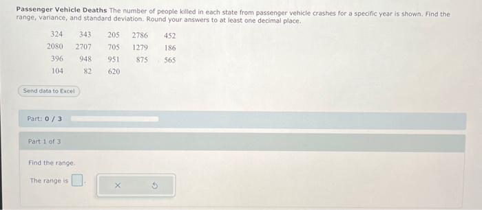 Solved Find the range, variance, and standard deviation. | Chegg.com