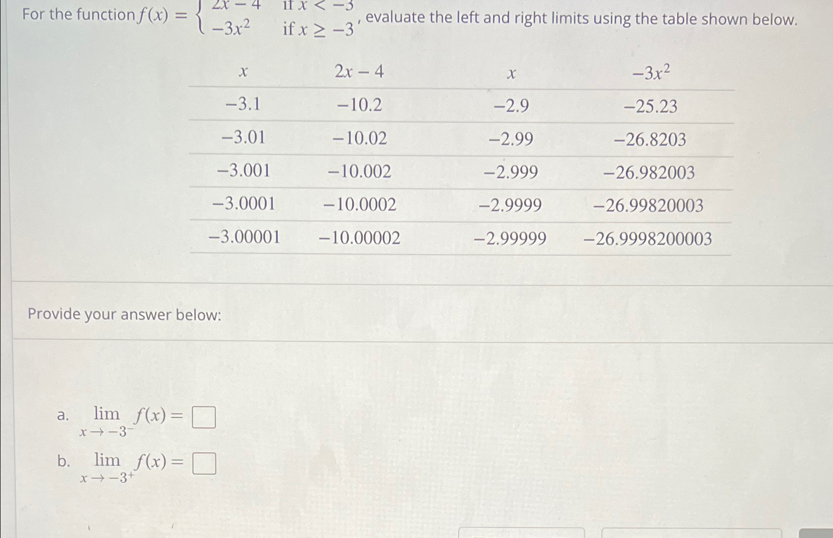 Solved For the function f(x)={2x-4 if x