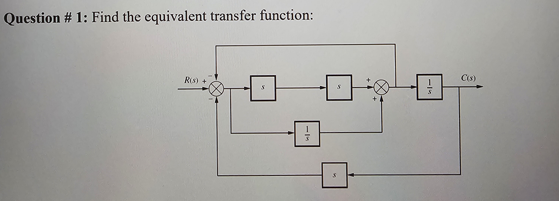 Question # 1: Find the equivalent transfer function: | Chegg.com
