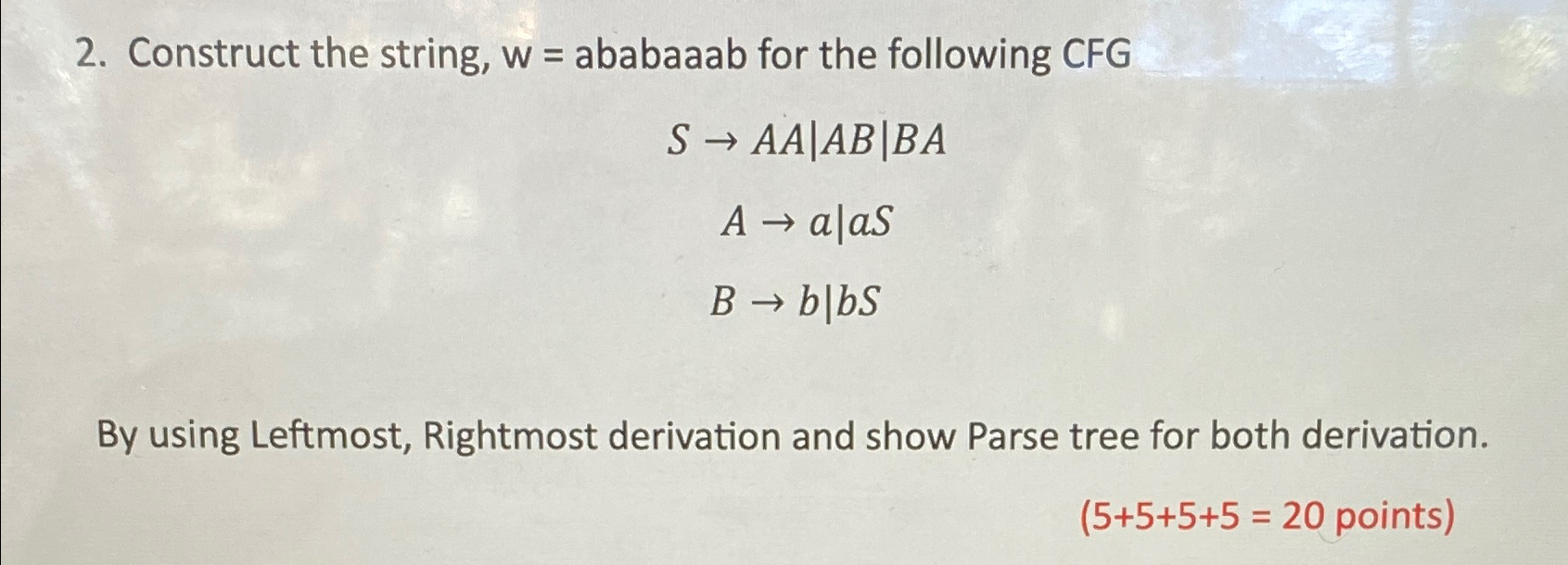 Solved Construct the string, w= ﻿ababaaab for the following | Chegg.com