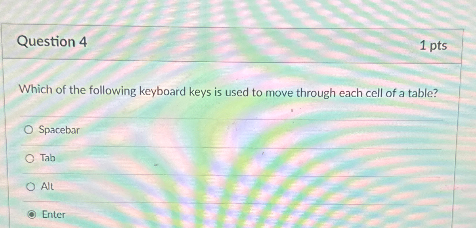 Solved Question 41ptsWhich of the following keyboard keys is | Chegg.com