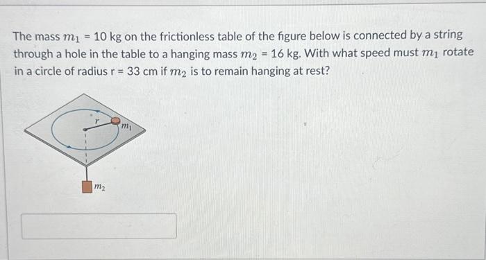 Solved The mass m1=10 kg on the frictionless table of the | Chegg.com