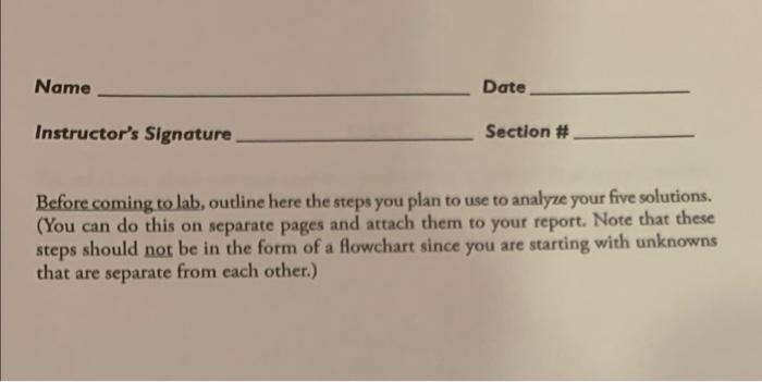 Name Date Instructor's Signature Section # Before | Chegg.com