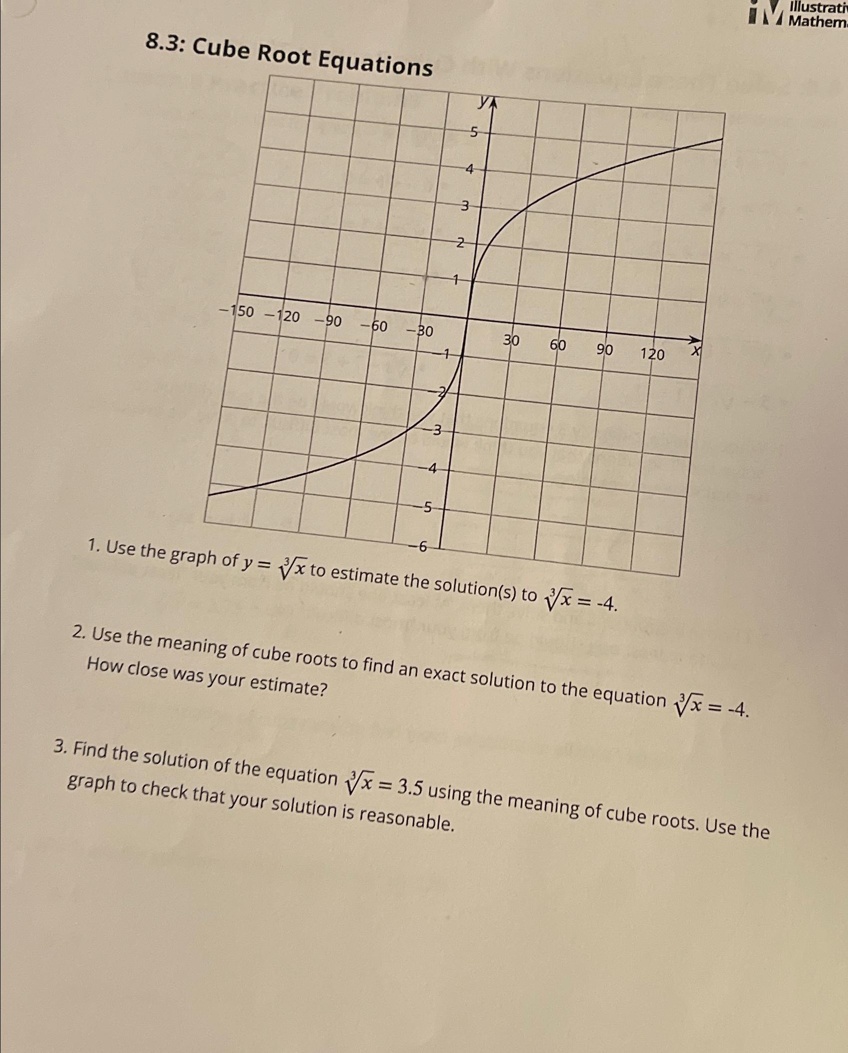 Solved 8.3: Cube Root Equatinn.IllustratiMathemUse the g How | Chegg.com
