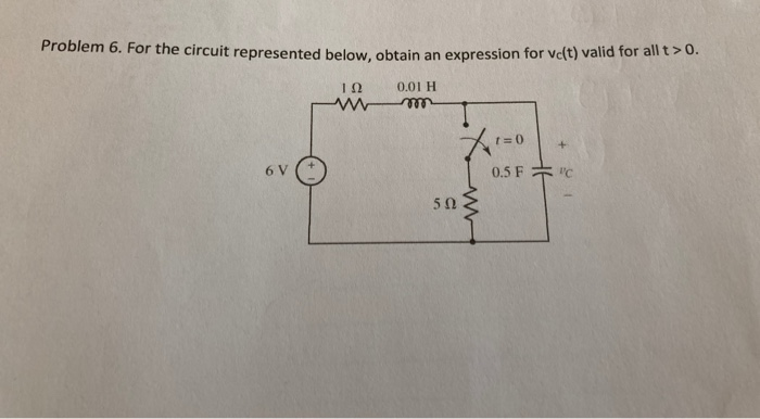 Solved Problem 6. For the circuit represented below, obtain | Chegg.com