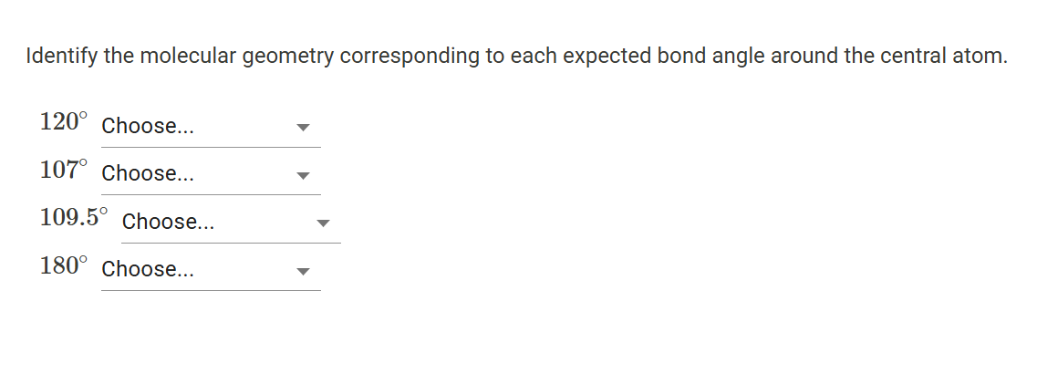 Solved Identify the molecular geometry corresponding to | Chegg.com