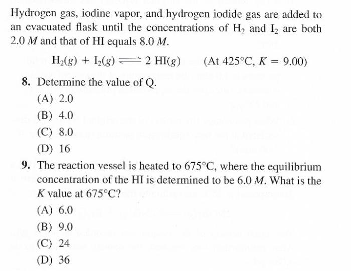 Solved Hydrogen gas, iodine vapor, and hydrogen iodide gas | Chegg.com