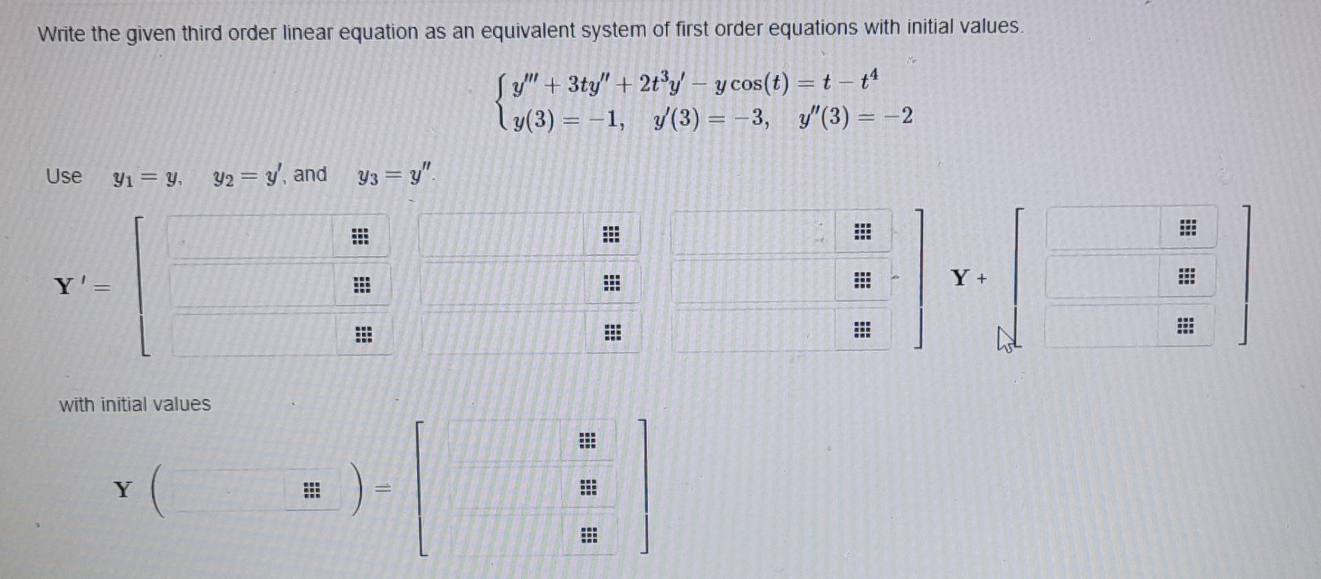 Solved Write the given third order linear equation as an | Chegg.com