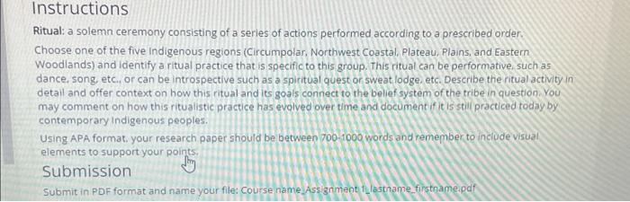 Instructions Ritual: a solemn ceremony consisting of | Chegg.com