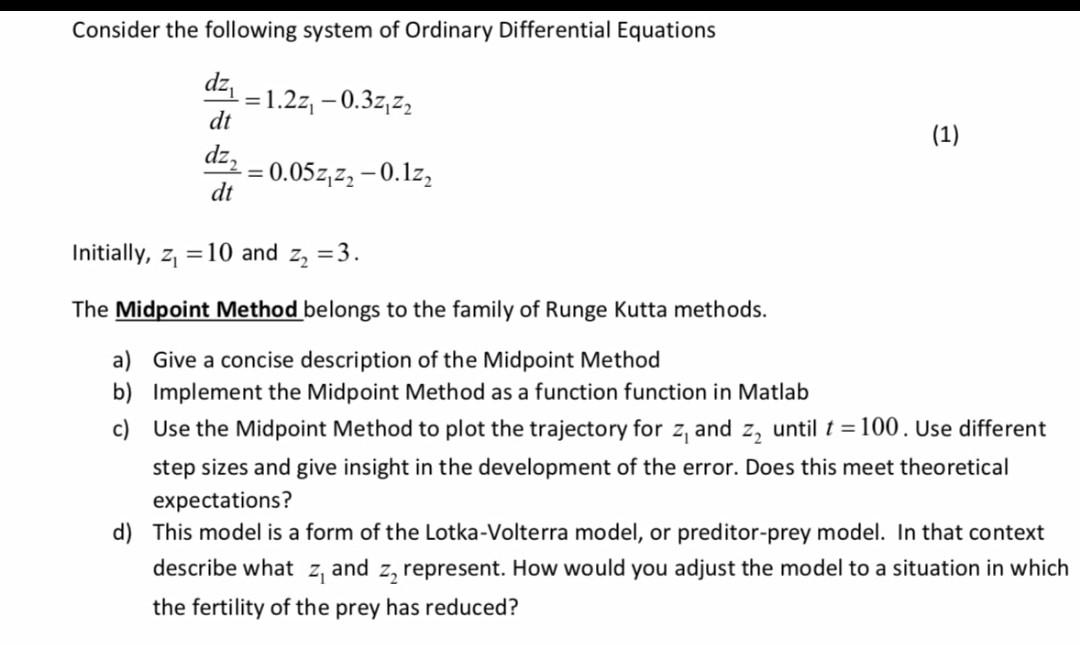 Solved Consider the following system of Ordinary | Chegg.com