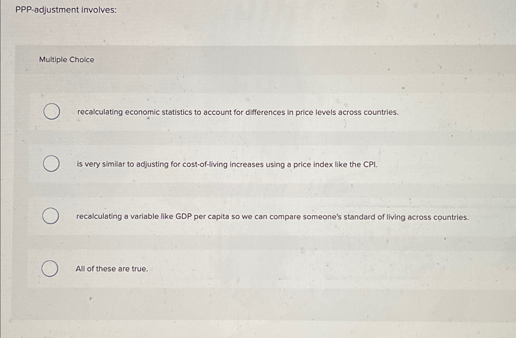 Solved PPP-adjustment involves:Multiple Choicerecalculating | Chegg.com