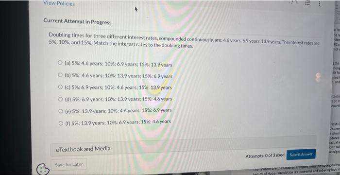 Solved Doubling times for three different interest rates, | Chegg.com