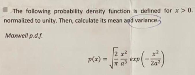 Solved The following probability density function is defined | Chegg.com