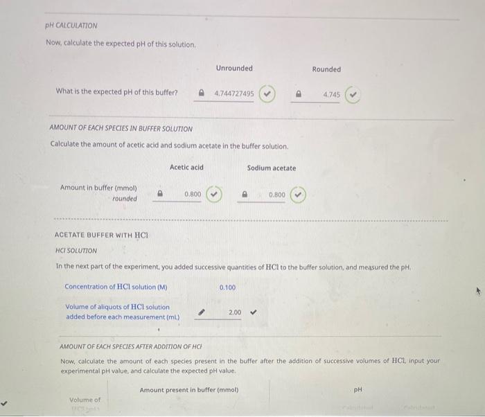 Solved BUFFER CALCULATIONS DATA Please enter the | Chegg.com