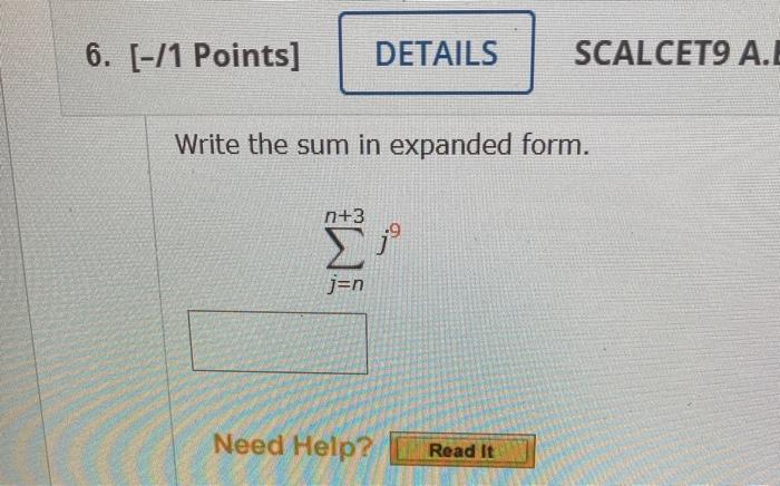 Solved 6. [-/1 Points] Write the sum in expanded form. | Chegg.com