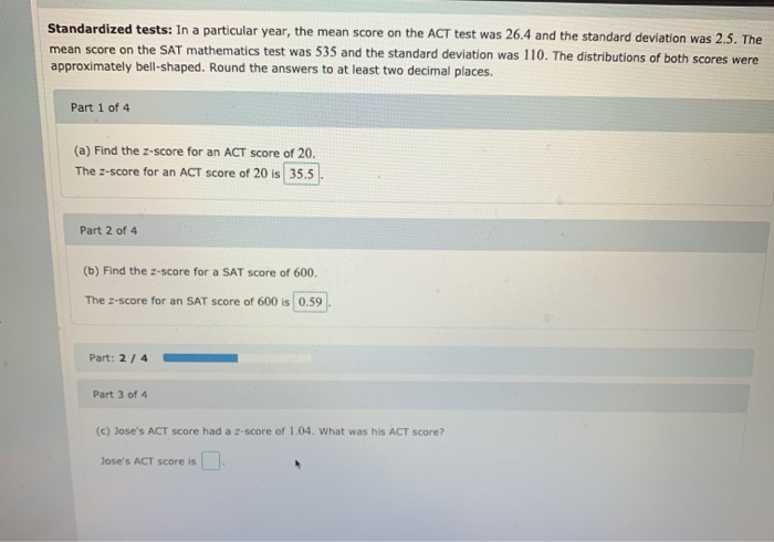 Solved Standardized tests: In a particular year, the mean | Chegg.com