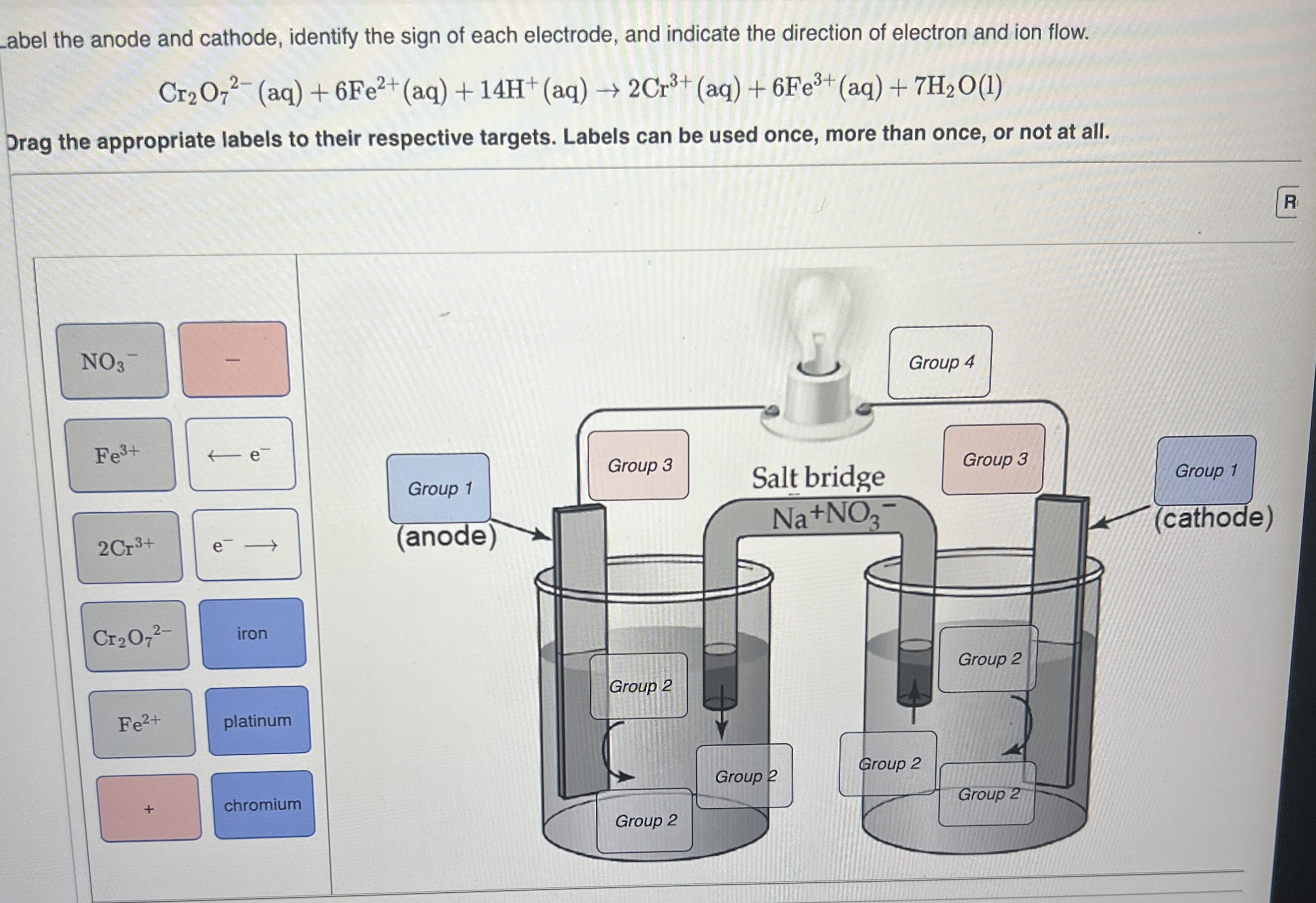 Solved Label the anode and cathode, identify the sign of | Chegg.com
