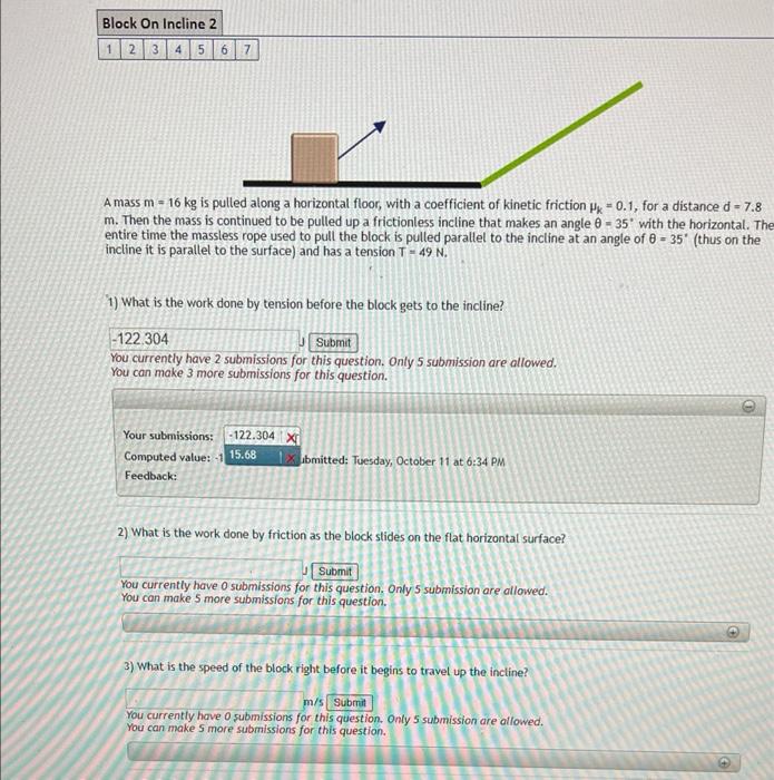 Solved A mass m=16 kg is pulled along a horizontal floor, | Chegg.com