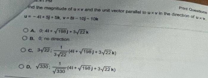 Solved find the magnitude of u×v and the unit vector | Chegg.com