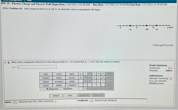 Solved (5\%) Problem 10: Point charges lotated at 3,8 , and | Chegg.com Solved (5\%) Problem 10: Point charges lotated at 3,8 , and | Chegg.com