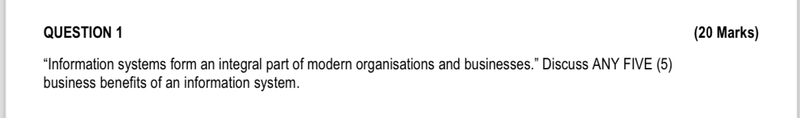 Solved QUESTION 1(20 ﻿Marks)"Information systems form an | Chegg.com